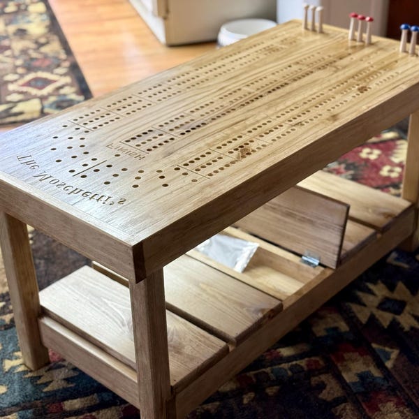 Cribbage Coffee Table With 3 Player Track and Pegs - Etsy