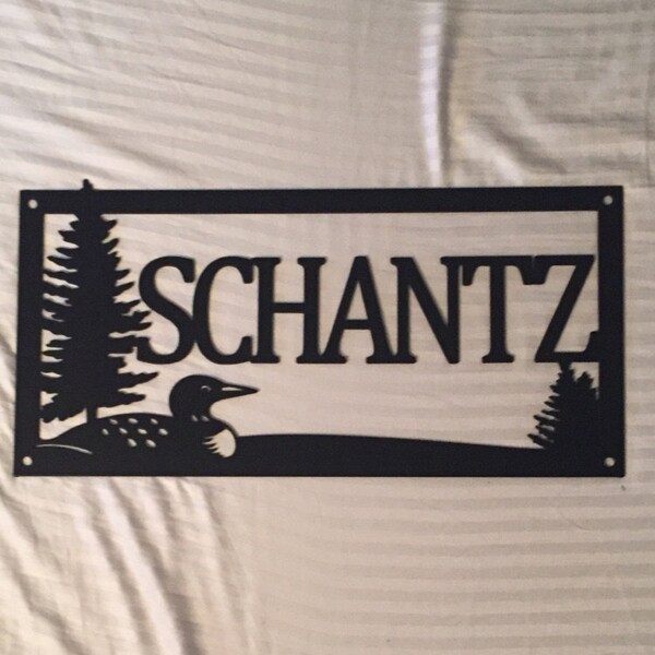 Rustic Custom Metal Sign, Loon, Lake House Deco, Address Sign, Name ...