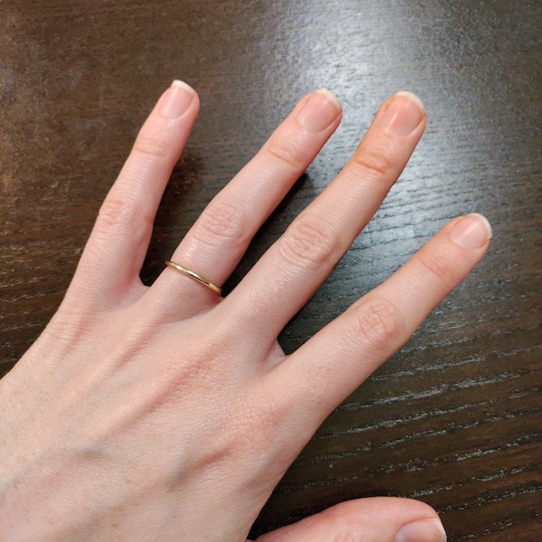 1.6mm 10K 14K 18K Solid Yellow Gold Band: Thin Plain Full Round ...