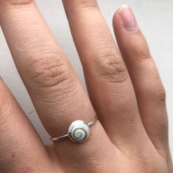 Sterling Silver Shell Stack Ring, Shell Ring, Stackable Ring, Stacking Ring, Silver Ring, Thin ...