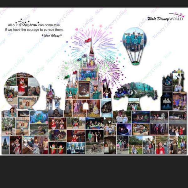 Disney World Skyline Photo Collage Wall Art Home Decor Digital ...