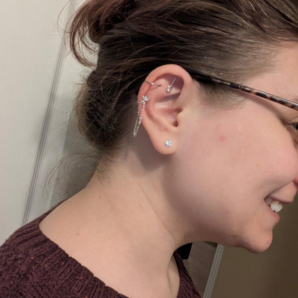 Single Chain Hoop Ring Clicker • Solid G23 Titanium • Conch Septum ...