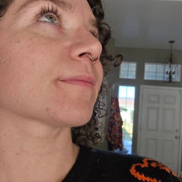Split Triple Septum Ring, Nose Ring, Hoop Earring, Conch Hoop, 18, 16ga ...