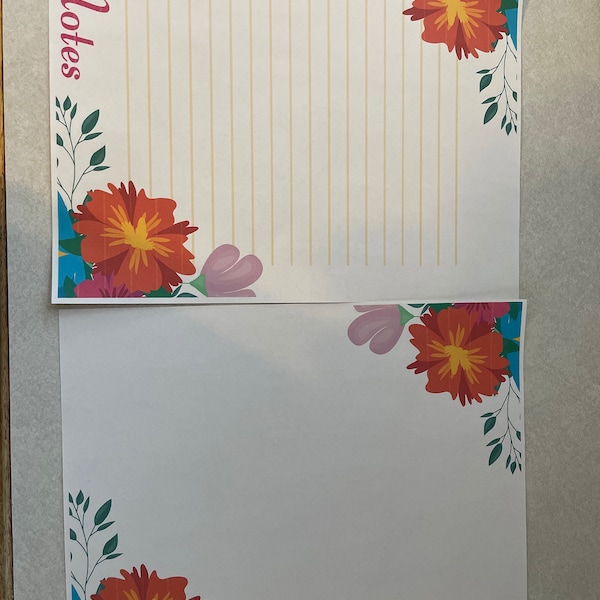 Flower Notes, Printable Stationery, Instant Download, Printable Note ...