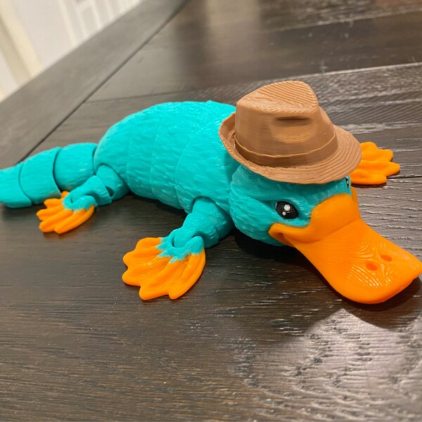 Large Articulated Platypus 3D Printed Figure With Removable Hat ...