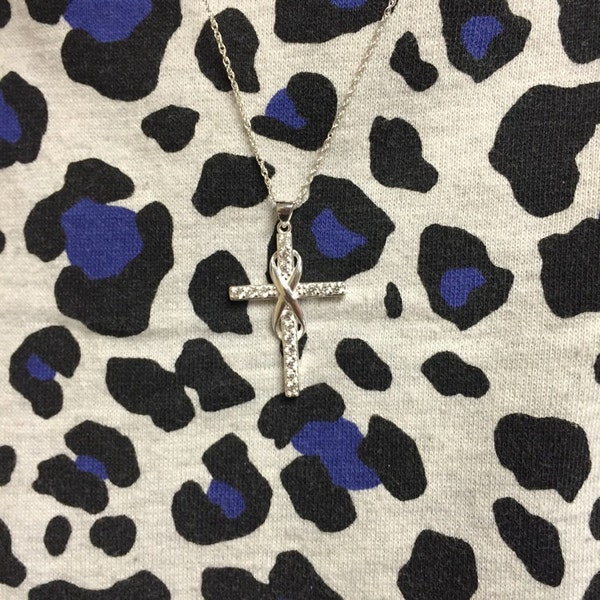 Large Infinity Cross Necklace, Solid Sterling Silver Necklace, Cubic ...