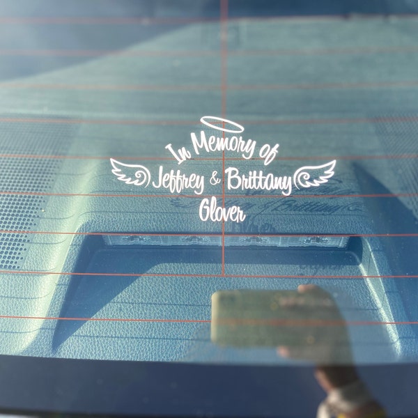 In Memory of Decal Car Custom Window Vinyl Sticker With Angel Wings, in ...
