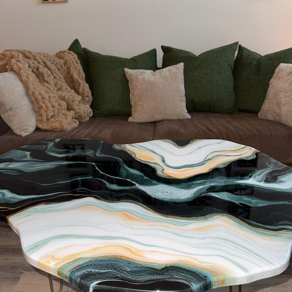 Navy Blue Coffee Table, Epoxy Resin Coffee Table, Unique Coffee Table ...