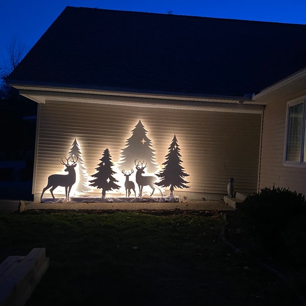 Christmas Scene Lawn Decor Template, BUNDLE, Reindeer Family ...