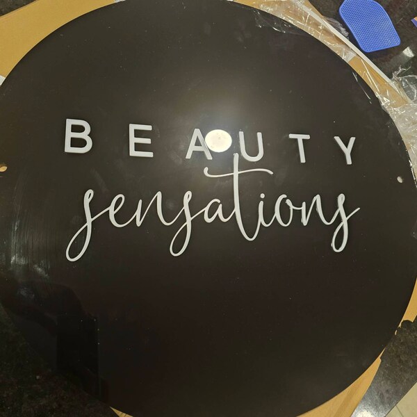 3D Round Business Logo Sign | Custom Acrylic Business Sign | Salon ...