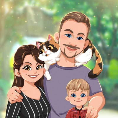 Disney Style Custom Disney Portrait, Digital Download, Cartoon Style ...