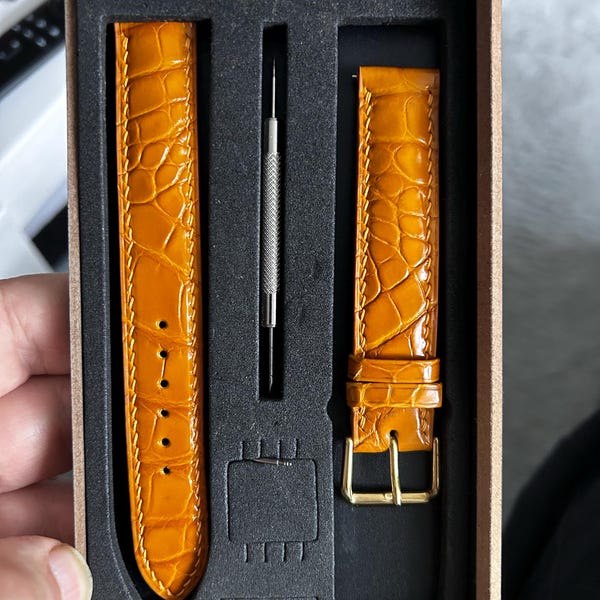 Navy Blue Alligator Leather Watch Strap, High Quality Watch Band ...