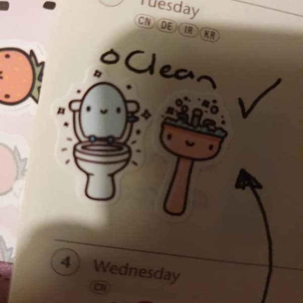 30 Cute Cleaning Icons Sampler Sheet Kawaii Planner Stickers SSC1070 - Etsy