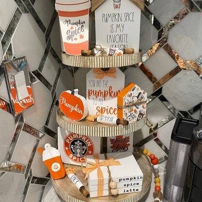 Pumpkin Spice Tiered Tray Decor Bundle Pumpkin Spice Latte Tray Bundle ...