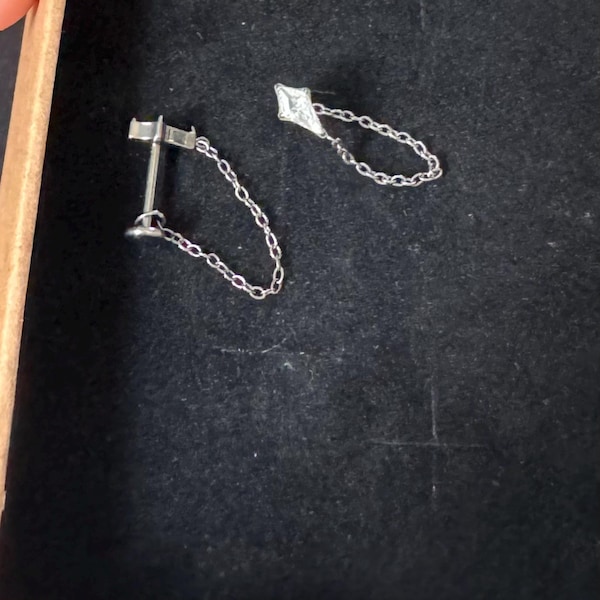 Titanium Vertical Dangle Hidden Helix Piercing, Threaded Flat Back Stud ...