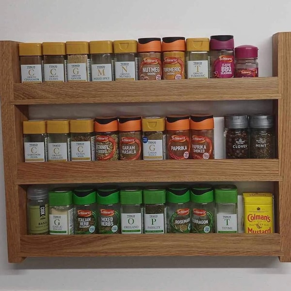 Wall Mounted Solid Oak Spice Shelf - Etsy