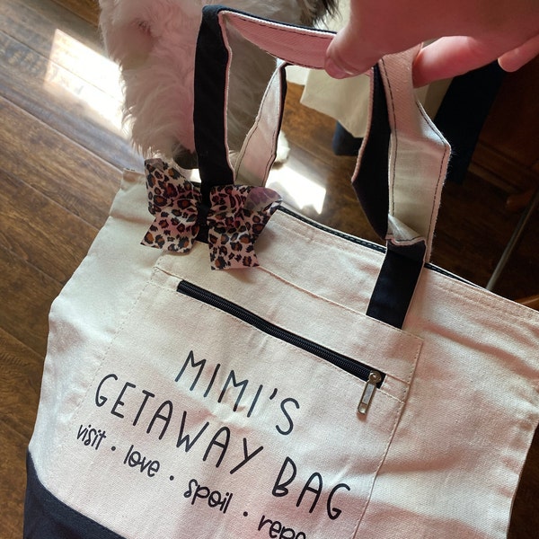 Mimi's Getaway Bag | Tote Bag With Zipper | Funny Mimi Gift | Mother's ...