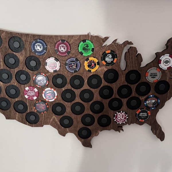 USA Map Magnetic Poker Chip Motorcycle Display Fits 50 Harley-davidson ...