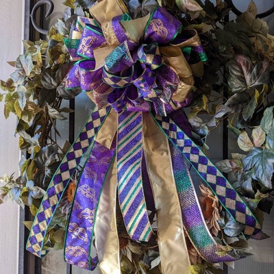 Everyday Collection Mardi Gras Bow, Mardi Gras Ribbon, Mardi Gras Decor ...
