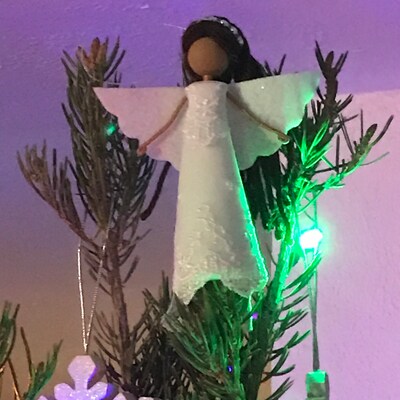 Mini Angel Tree Topper, Fairy Tree Topper, White Christmas Angel, Angel ...