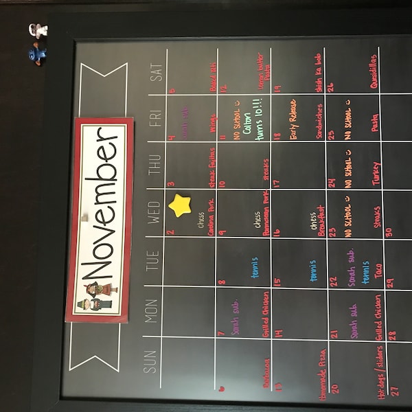 Minimalist Dry Erase Chalkboard Calendar W/ Customized Bottom Boxes - Etsy