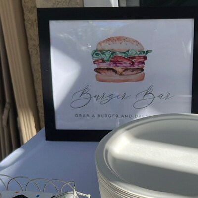 Burger Bar Station 8x10 PRINTABLE Party Sign, Baby Barbecue BBQ Sign ...