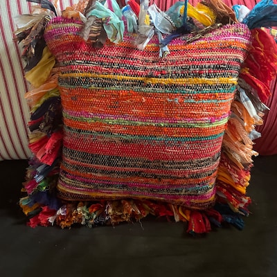 Colorful Boho Pillow Cover Rug Pillow, Indian Bohemian Pillow With ...