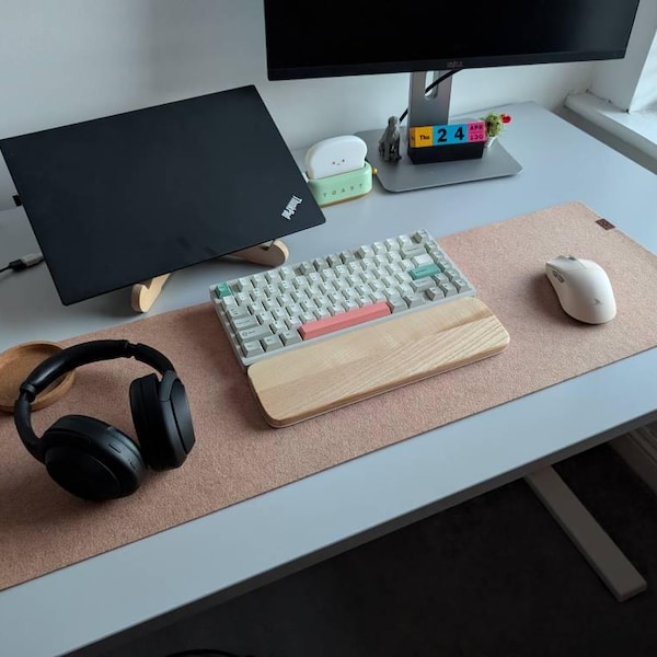 Felt Desk Mat Green, Custom Size Desk Pad Green, Felt Extended Mouse ...
