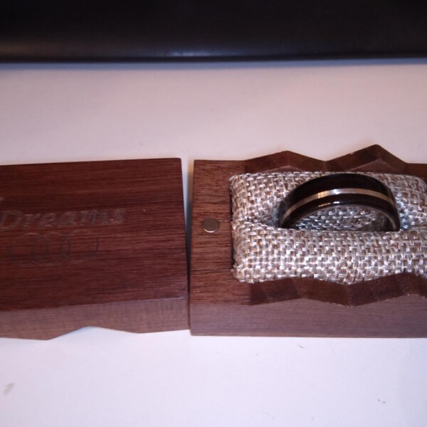 Bentwood Ring: Circassian Walnut, Inlaid Vesuvianite (californite ...