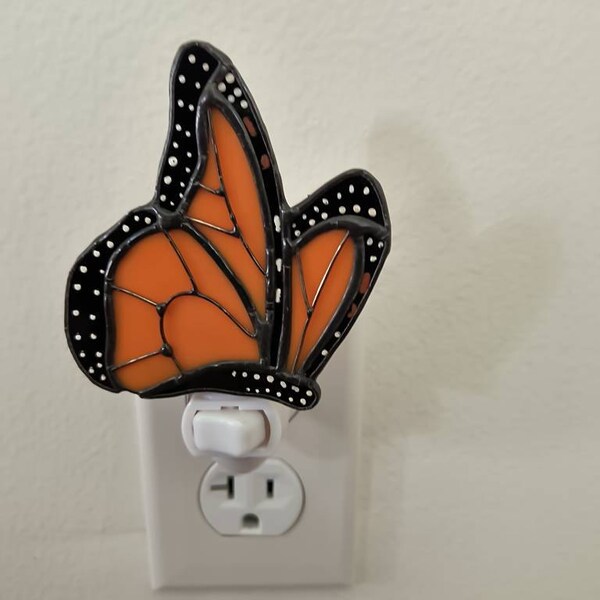 Stained Glass Monarch Butterfly Night Light With Choice of BLACK ...