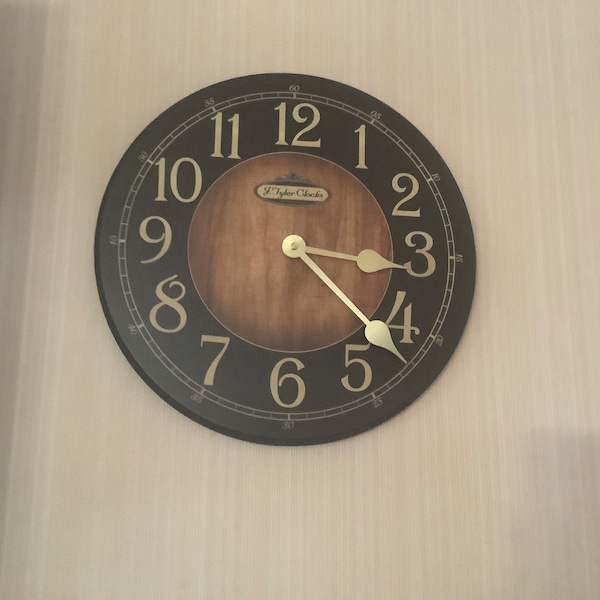 Black & Wood Personalized Wall Clock, Choose From 8 Sizes. Extra QUIET ...