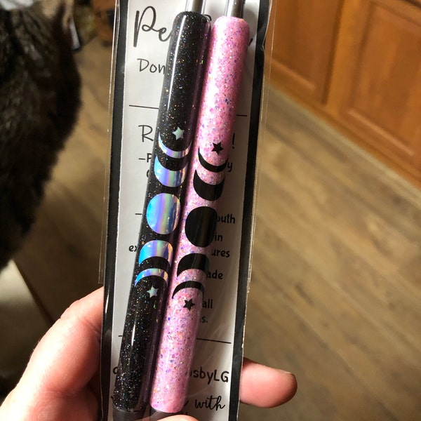 Phases of the Moon Glitter Gel Pen, Custom Epoxy Glitter Pen, Custom ...