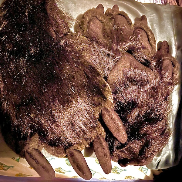 White Five Finger Paws, Paw Gloves White, Fluffy Fursuit Paws, Fursuit ...