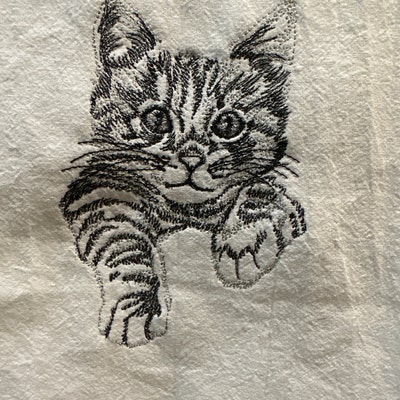 Cute Tabby Cat on a Light Background Machine Embroidery Design Cute ...