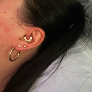 14k Solid Gold Forward Helix Piercingcartilage 3 Bezel Set | Etsy