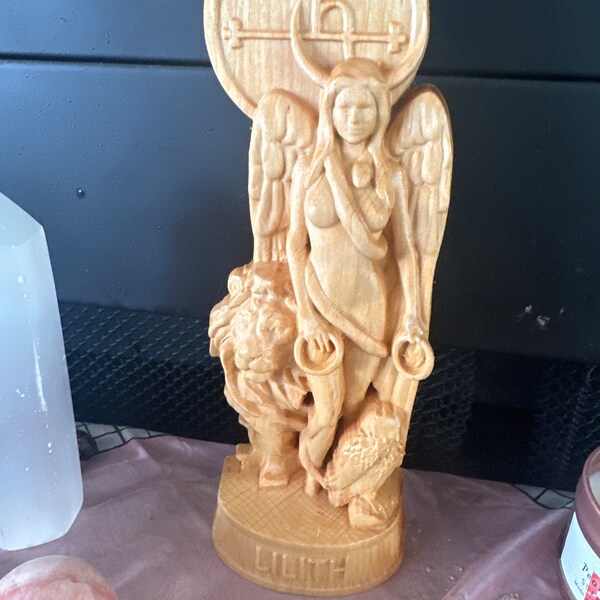 Lilith Wicca Goddess, Inanna, Astaroth Statue, Pagan Wooden Statue ...