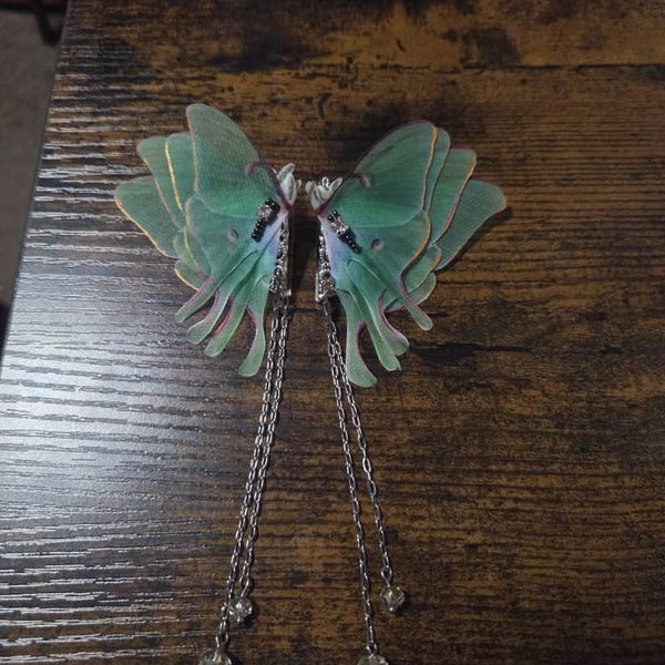 Silk Moth Butterfly Collar Clip Pins With Chains - Collar Brooch ...