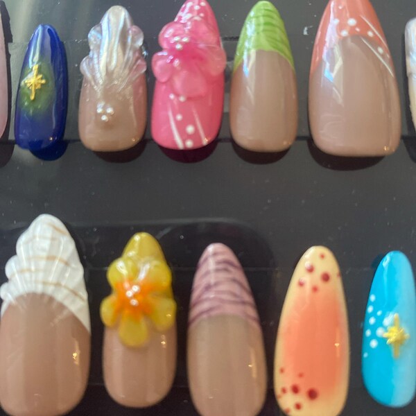 Sun Star Gothic Press on Nails Long Almond Nails/gothic Nails/punk ...