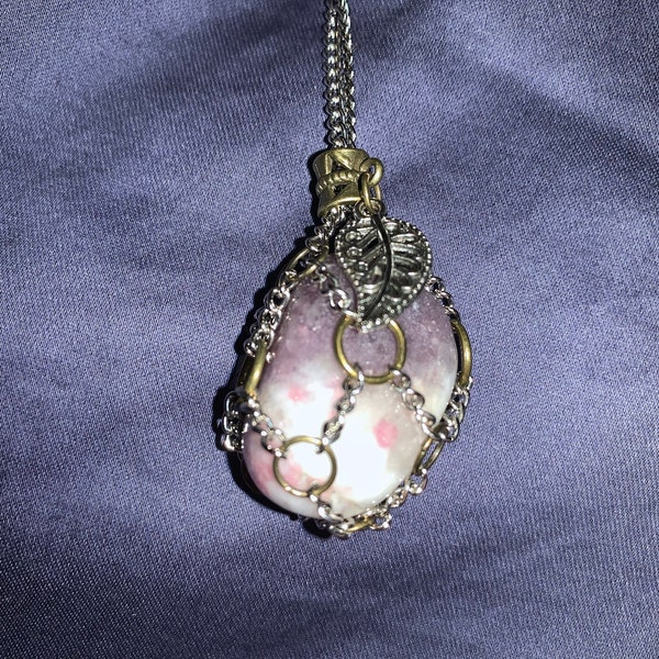 Small Interchangeable Crystal Chain Pouch Pendent Necklace Blue & Gold ...
