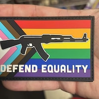 AK-47 Defend Equality Progress Pride Flag PVC Patch With Hook and Loop ...