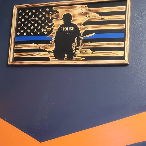 Custom Thin Blue Line Flag - Police Flag - Wood Flag - Etsy