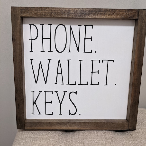 Keys Wallet Phone Kiss Wood Sign | Checklist Sign | Phone Keys Wallet ...