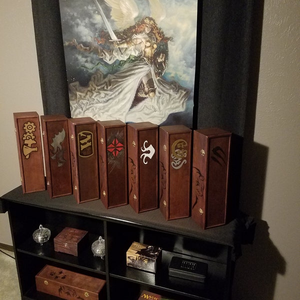 Wooden Trading Card Deck Box With Hinged Lid Box With Dividers Fits ...