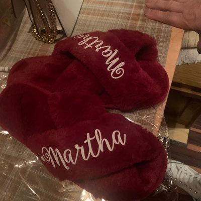 Fluffy Slippers Customized Gift, Bridesmaid Gift, Personalized Slippers ...