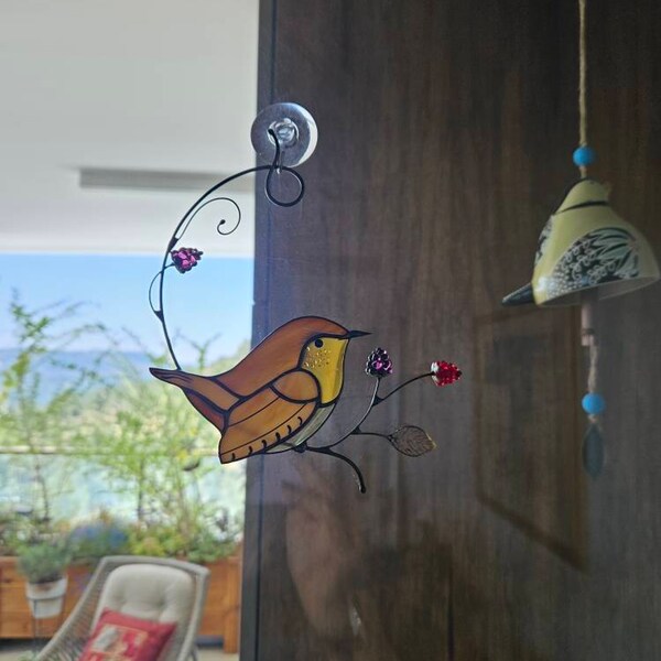 Carolina Wren Stained Glass Window Hangings Unique Gift for Mom ...