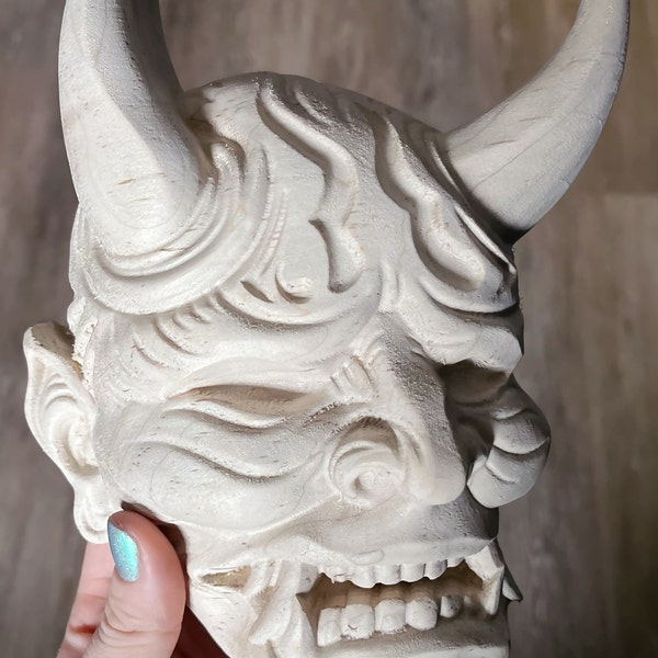 Wooden Oni Wall Decor , Devil Skull, Tiki Mask Wall Art, Wall Decor ...
