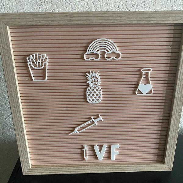 IVF Letter Board Icons - French Fries Pineapple Shot Rainbow, Test Tube ...