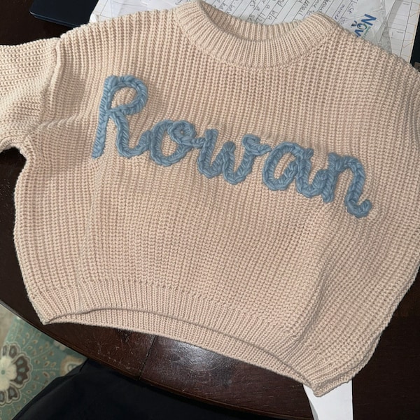 Personalized Oversized Name Kids Sweater /hand Embroidered Sweater - Etsy