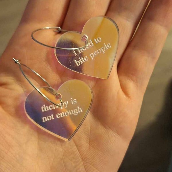 Iridescent Therapy is Not Enough I Need to Bite People Heart Hoop ...