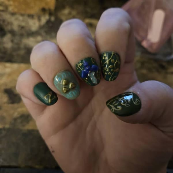 Handmade Zelda Quest Nails | Master Sword, Triforce & Elven Leaf Press ...